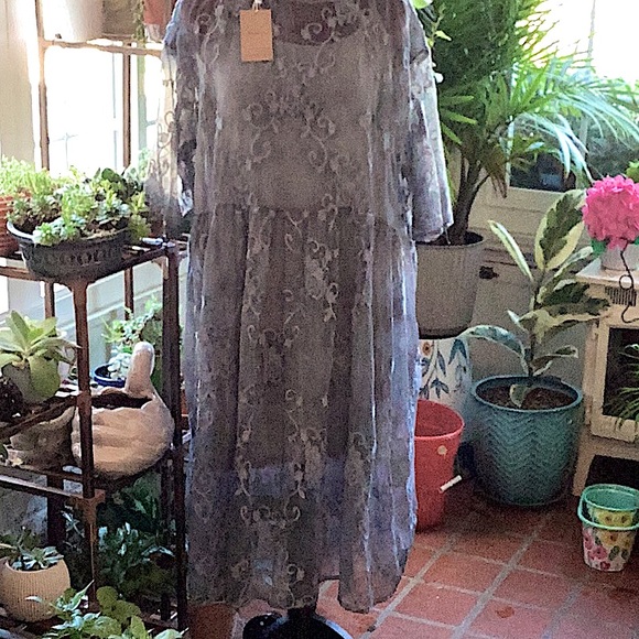 SOOLINEN | Dresses | A Very Ethereal Looking Gray Lacy Linen Dress ...